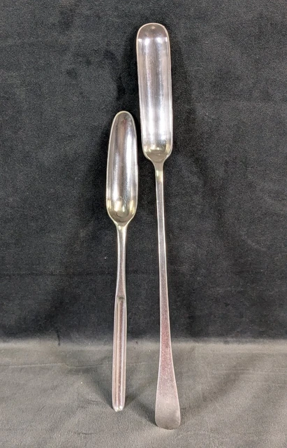 MARROW SPOONS SCOOPS x2 Victorian Edwardian Silver Plate EPNS £19.95 ...