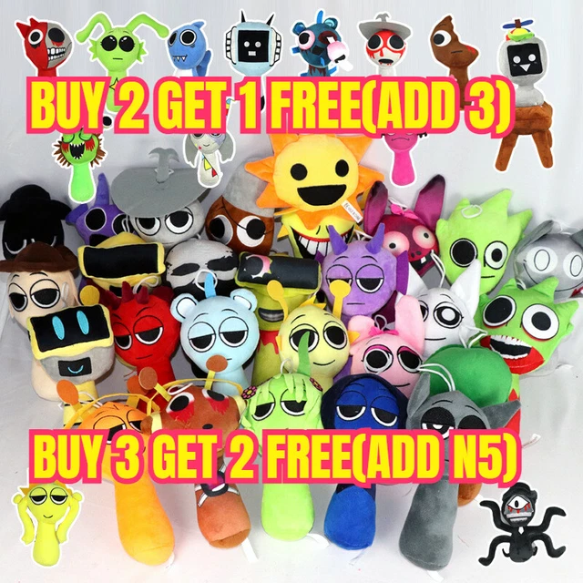 SPRUNKI SOFT PLUSH Toy - 10" Sprunky, Wenda & Gray Stuffed Dolls, Cute ...