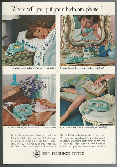 1963 BELL TELEPHONE advertisement, Princess dial phone, red-head lady ...
