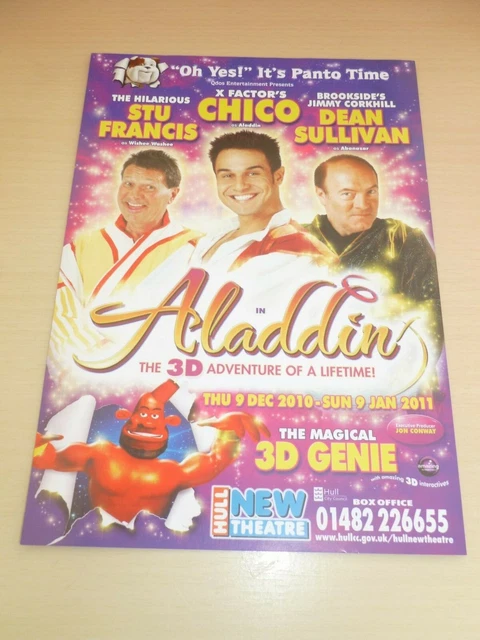 CHICO DEAN SULLIVAN Stu Francis Aladdin Hull Pantomime Flyer 2010 £5.00 ...