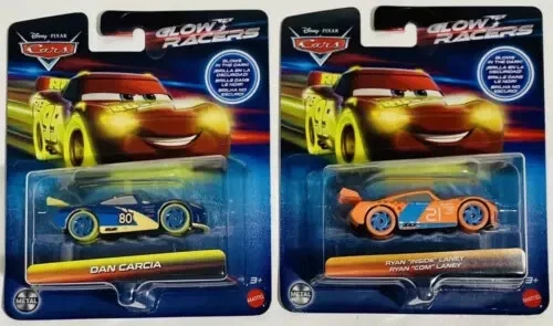 2024 DISNEY CARS Glow Racers 1/55 Scale Dan Carcia & Ryan Inside Laney ...