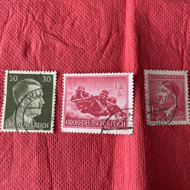 WW2 GERMAN MACHINE Gun Position Stamp +2 Hitler Head Stamps £1.80 ...