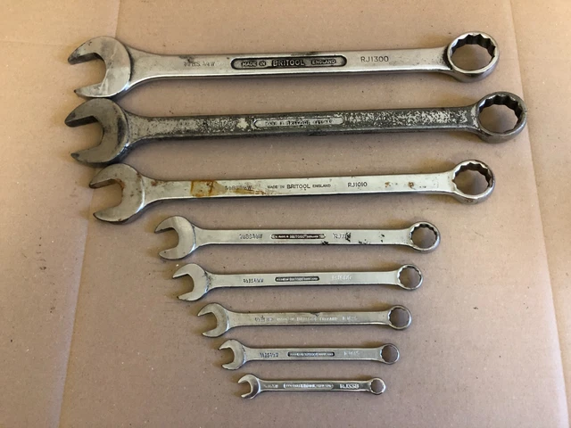 8 X VINTAGE BRITOOL WHITWORTH COMBINATION SPANNERS 3/16ww to 3/4ww £39. ...