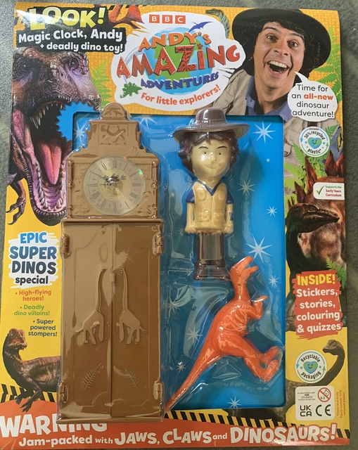 CBEEBIES ANDY'S AMAZING Dinosaur Adventures Magazine Figure & Clock Toy ...