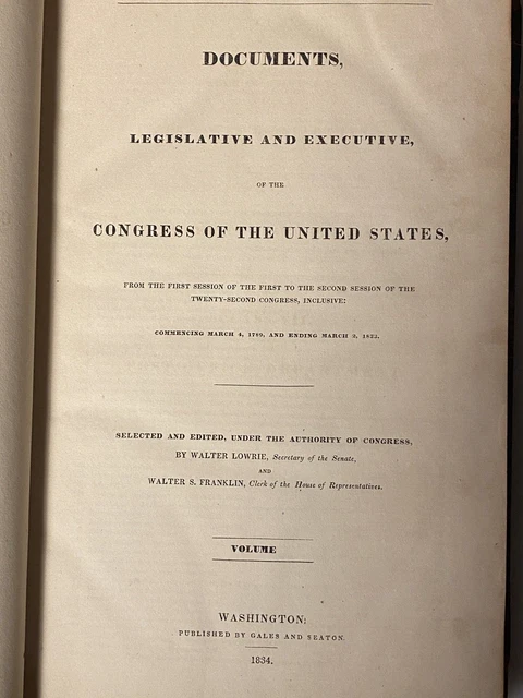 AMERICAN STATE PAPERS POST OFFICE 1790-1833 Gales Seaton 1834 United ...