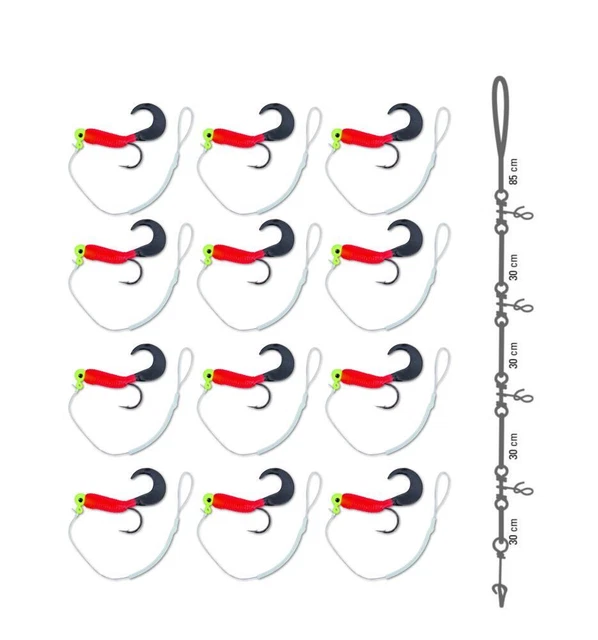MUSTAD FASTACH SYSTÈME COD Rouge-Noir Twister-System Dorschsystem 5 ...