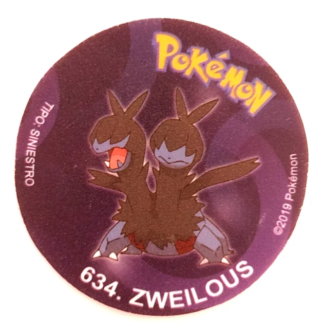 TAZO POKEMON DKV #634 ZWEILOUS 2019 Unova PERU South America Pogs Taps ...