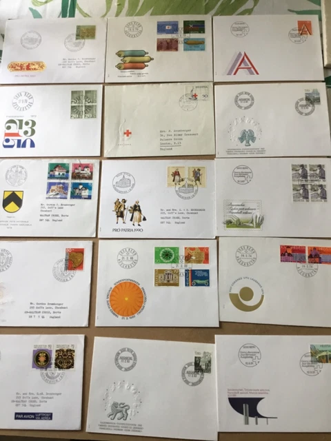 JOB LOT 15 Switzerland HELVETIA Swiss First Day Cover stamps VGC fdc 5 ...