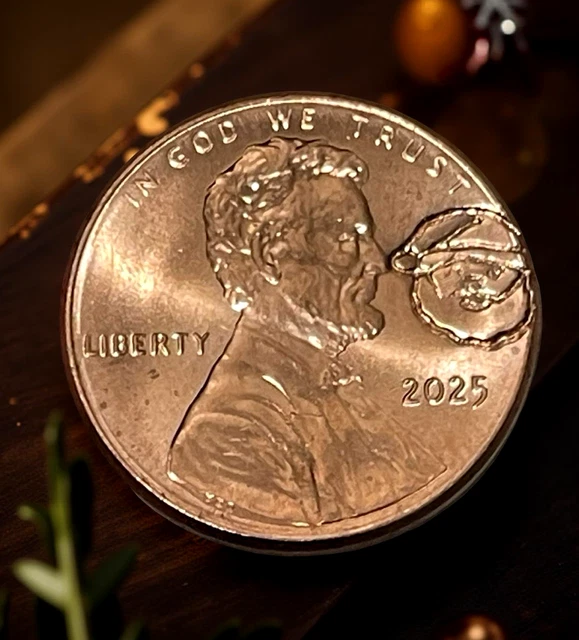 LAST YEAR 2025 Christmas Santa Claus Counter Stamp Holiday Lincoln Cent ...