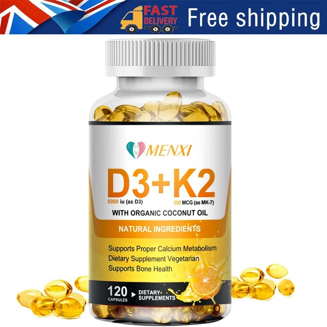 VITAMIN D3 K2 Softgels Capsules - Extra Strength D3 K2 Supplements with ...