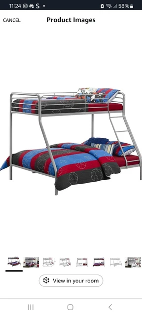METAL TRIPLE SLEEPER Bunk Bed - Single bed (upper) over double bed ...