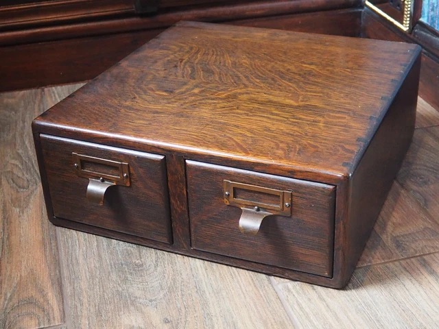 ANTIQUE TIGER OAK Index Card Filing Cabinet Two Drawers £110.00 ...