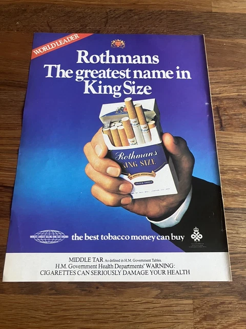 ORIGINAL 1978 ROTHMANS King Size Cigarettes Magazine Advert Poster Man ...
