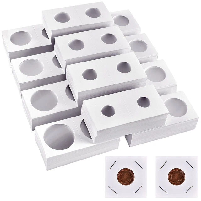 600PCS COIN HOLDERS Cardboard Coins Flips 2x2, 12 Size Coin Collection ...