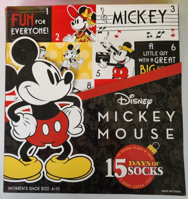MICKEY MOUSE AND Friends 15 Days of Socks Gift Box Womens Fits Shoe ...