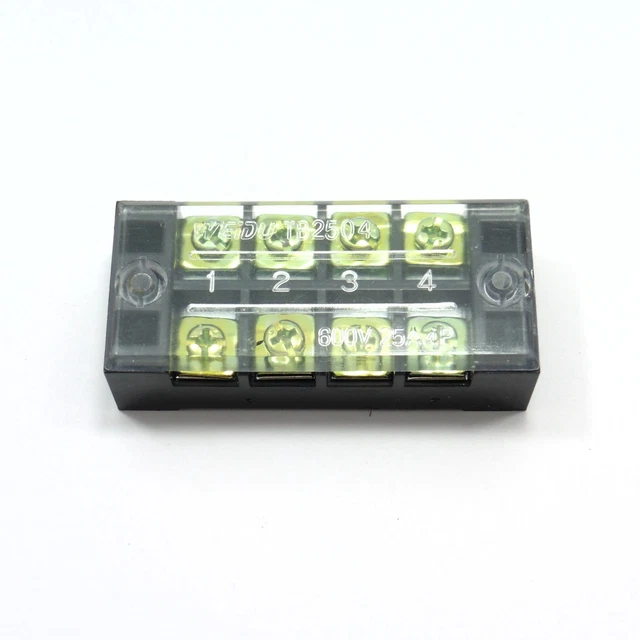 DOUBLE ROWS COVERED Terminal Block Box Screw Barrier Strip 600V ...