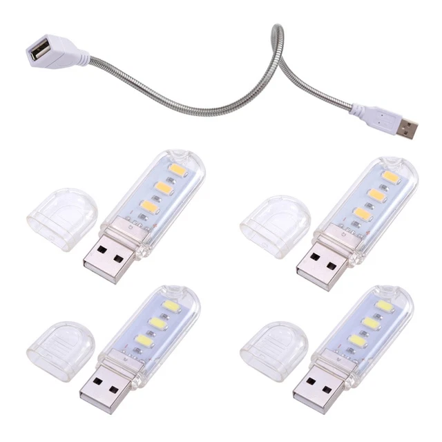 5 PCS LED Night Light USB Keyboard Laptop Lamp Reading Lighting ...