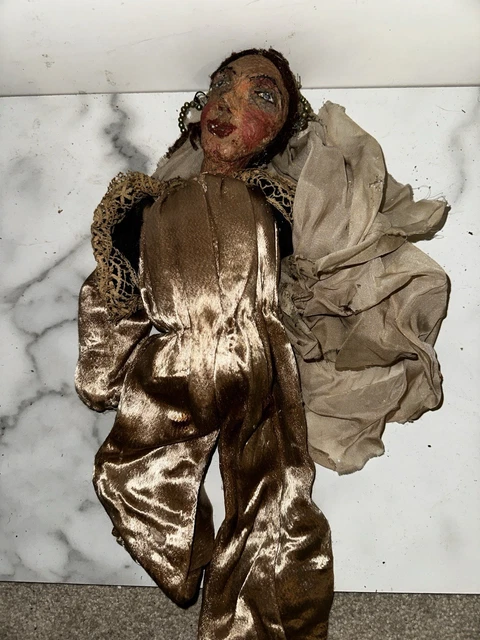 ANTIQUE WOODEN DOLL With Paper Mash Head Missing Bits £1.17 - PicClick UK