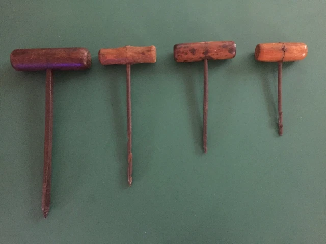 FOUR VINTAGE GIMLET Auger Bradawl Carpentry 'Boring' Tools 7" 5.5" 4 ...