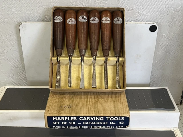 VINTAGE MARPLES CARVING Tools Set Of Six Catalogue No.153..Made In ...