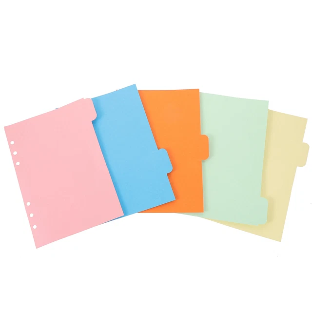 A5 BINDER DIVIDERS File Separator Paper Plastic Dividers Paper Binder ...