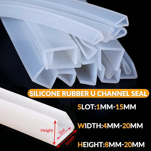 SILICONE RUBBER U-SHAPE Sealing Strip U Channel Edging Trim Slot width ...