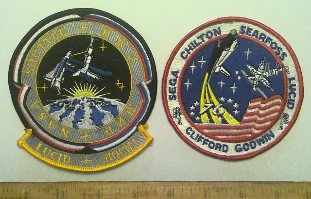VINTAGE NASA RUSSIA Space Shuttle MIR Space Station STS-76 Shannon Lucid Patches $81.61 ...