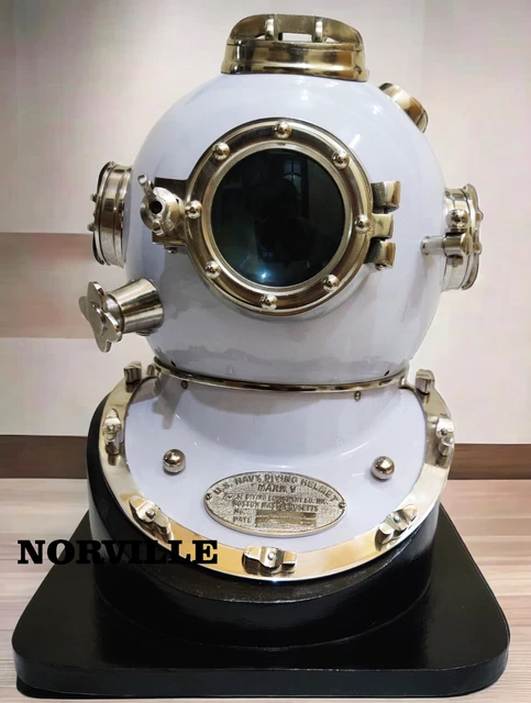 CASQUE DE PLONGÉE 18" US Navy Mark V Deep Sea Antique White Divers ...