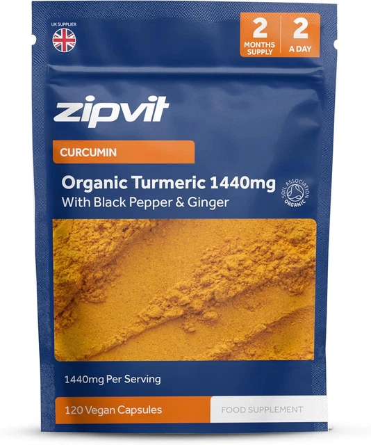 ORGANIC TURMERIC CURCUMIN 1440Mg with Organic Black Pepper and Ginger ...