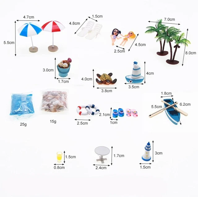 23 SETS 1:12 Doll Beach Style Miniature Ornament Kits, Dollhouse Beach ...