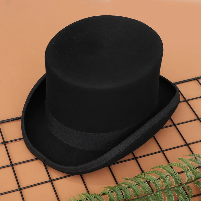ADULTS BLACK TOP Hats Lightweight Wool Cap Cocktail Magician Hat Flat ...
