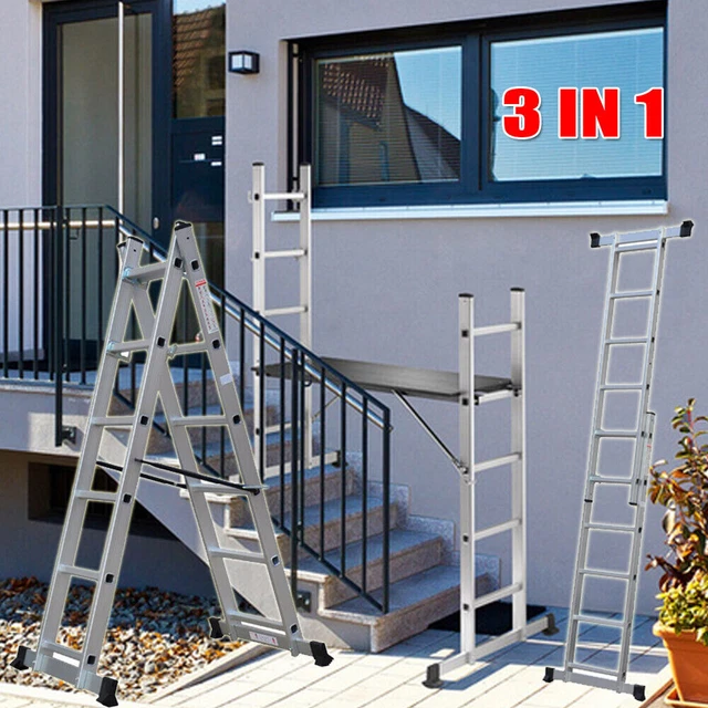 WORKING LADDER STEP Scaffold Tower Platform With Wheels Aluminium Multi ...