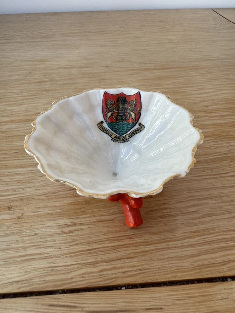 W H GOSS Limpet Shell Pin Dish on Coral Coloured Legs - Crest for ...