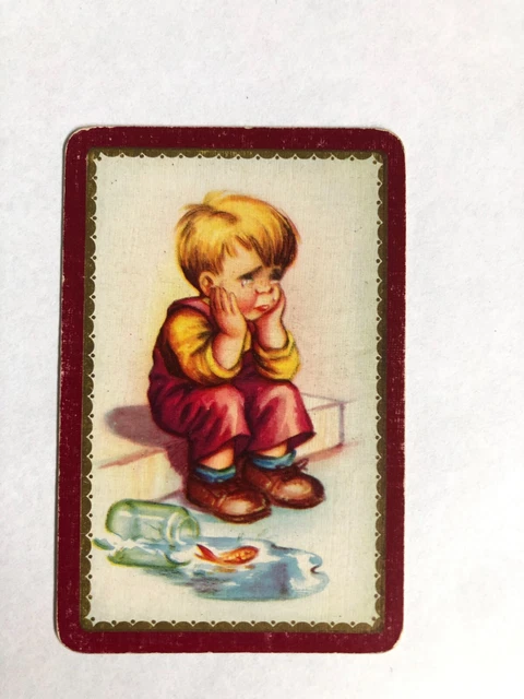 SAD BOY MISS Gold Fish Water Tank Vintage Rare Swap Playing Card. ACE ...