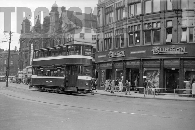 LARGER NEGATIVE LEEDS Corporation Double Decker Tram Strassenbahn 187 ...