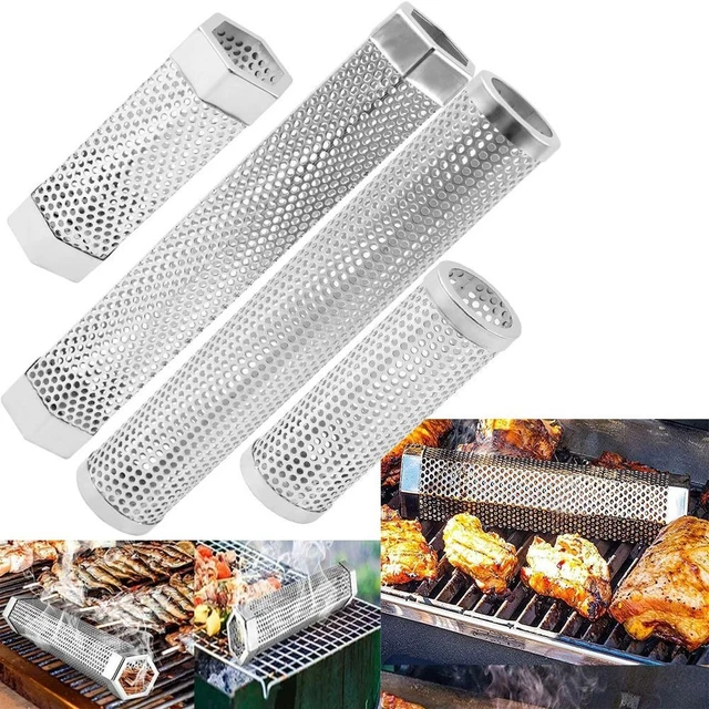 BOX STAINLESS-STEEL MESH Smoke Generator Smoked Spice Tube BBQ Smoker ...