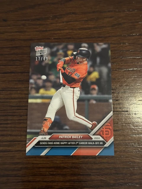 CARTE PATRICK BAILEY Walk-Off HR Giants 2024 MLB TOPPS NOW 123 bleu ...