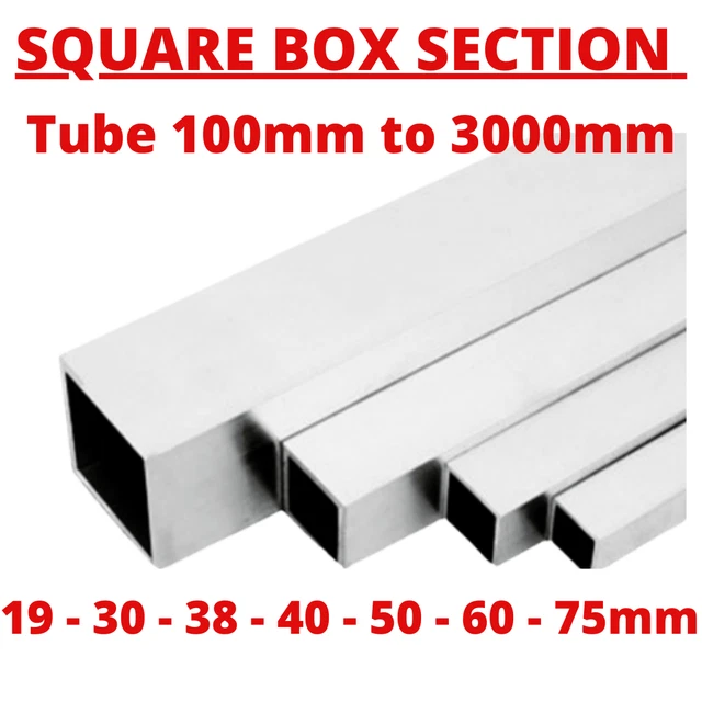 ALUMINIUM BOX SECTION Tube 19mm 30mm 38mm 40mm 50mm 60mm 75mm - Up to ...