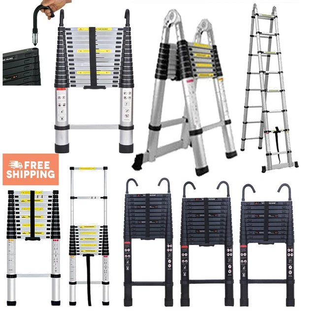 8-20FT TELESCOPIC LOFT Ladder Extendable Collapsible Step Ladders ...