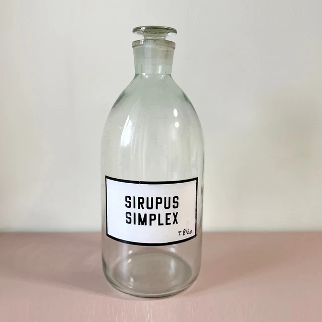 SIRUPUS SIMPLEX BOTTLE & Stopper Soviet Glass Apothecary Jar Vintage ...