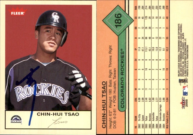 CARTE CHIN-HUI TSAO signée 2005 Fleer Tradition #186 Colorado Rockies ...