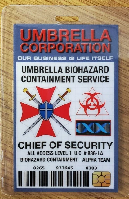 RESIDENT EVIL'ID BADGE-UMBRELLA Corps Chef De Sécurité Costume Cosplay ...