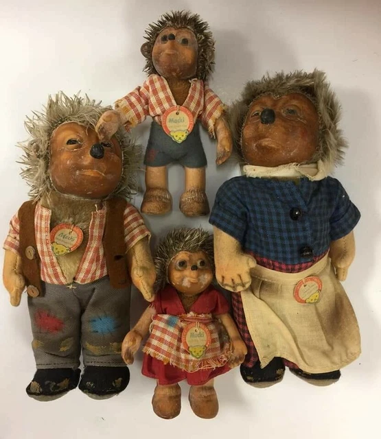 GERMANY 1950S STEIFF Mecki, Micki, Macki & Muckie Hedgehog Family 4 ...