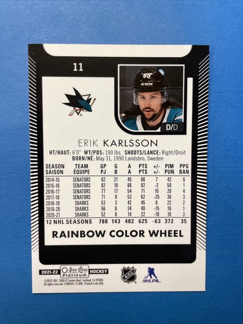 2021-22 O-PEE-CHEE PLATINUM Rainbow Color Wheel Erik Karlsson #11 $1.50 ...