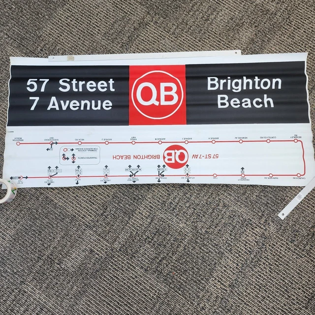 VINTAGE NEW YORK City Subway Roll Sign Map Mylar Roll Brighton Beach ...