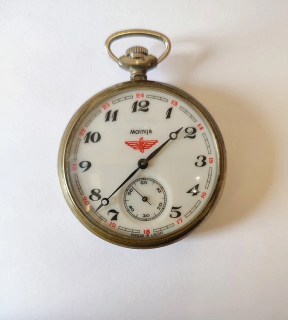 VINTAGE POCKET WATCH Molniya Steam Locomotive Soviet Union Molnija ...
