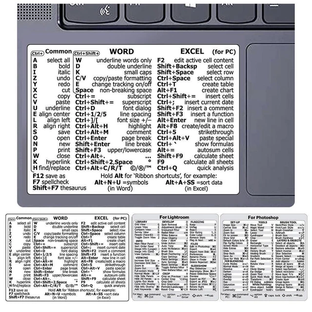 ADHESIVE COMPUTER KEYBOARD Reference Shortcut Sticker PC ShortcutsS ...