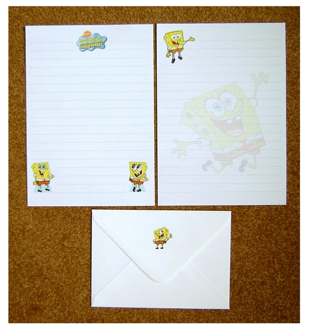 SPONGEBOB SPONGE BOB Square Pants Letter Writing Paper Stationery Set £ ...