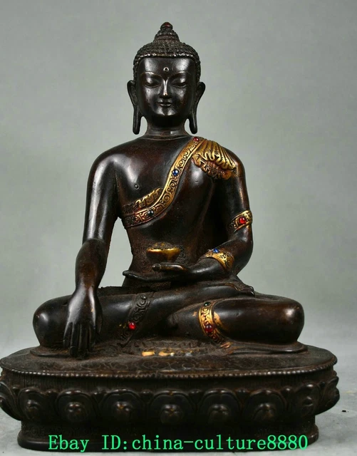 10.2 '' VIEUX Bouddha Shakyamuni en bronze tibétain doré EUR 306,00 - PicClick FR