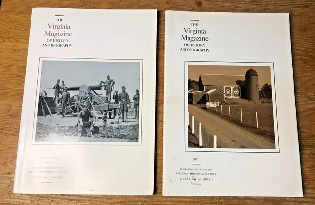 VIRGINIA MAGAZINE OF History and Biography 2 Issue Lot Journal 1998 ...